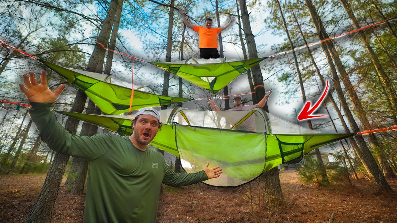 Hanging Tree Tent Camping Challenge!! - Danbi Camp